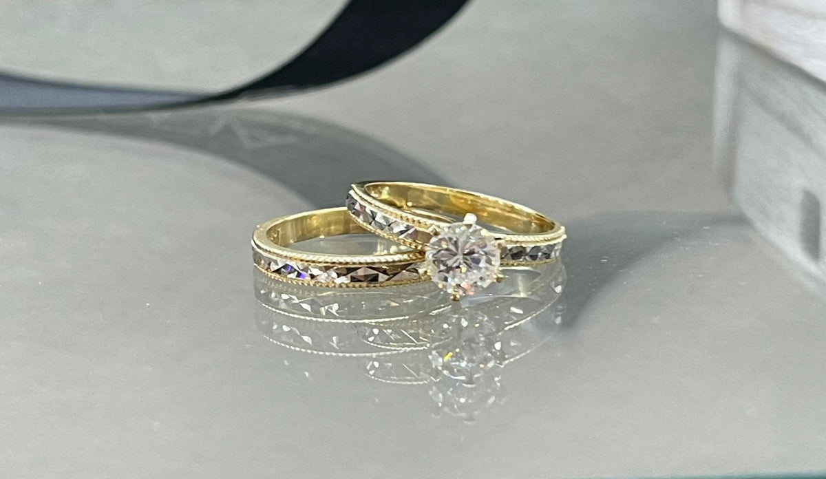14k Gold Wedding Rings Trio Set – SOFIA jewelry & accessories